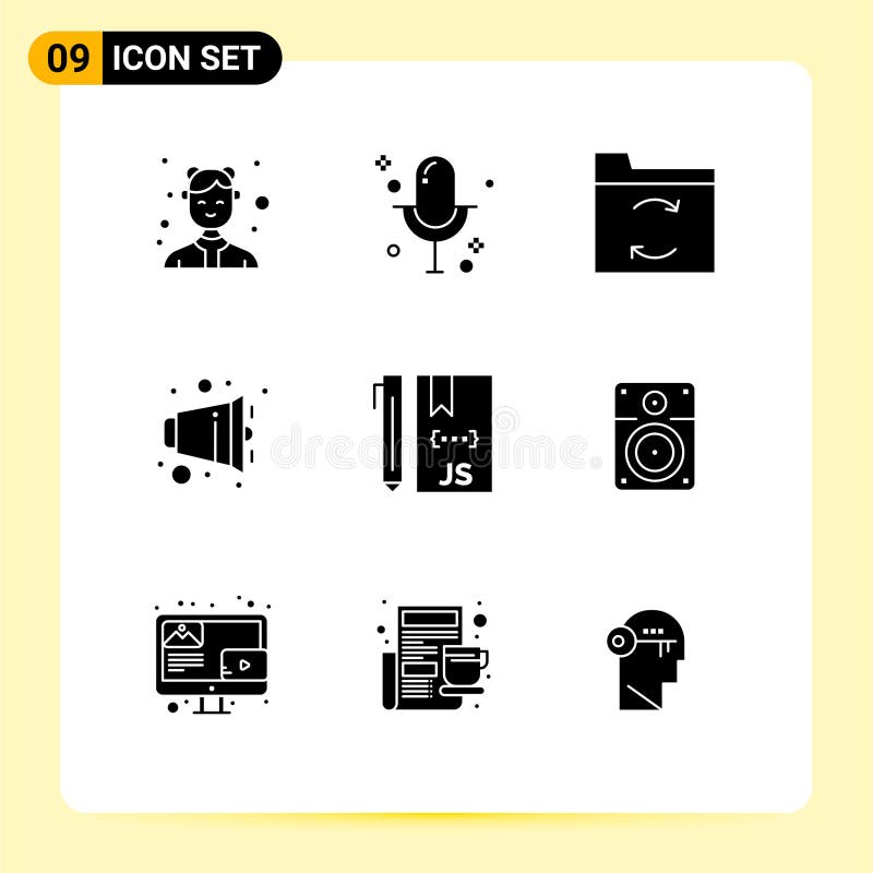 9 User Interface Solid Glyph Pack of Modern Signs and Symbols of Coding ...