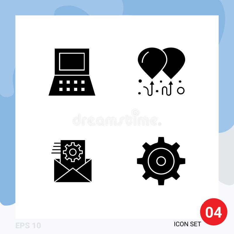 4 User Interface Solid Glyph Pack of Modern Signs and Symbols of Laptop ...