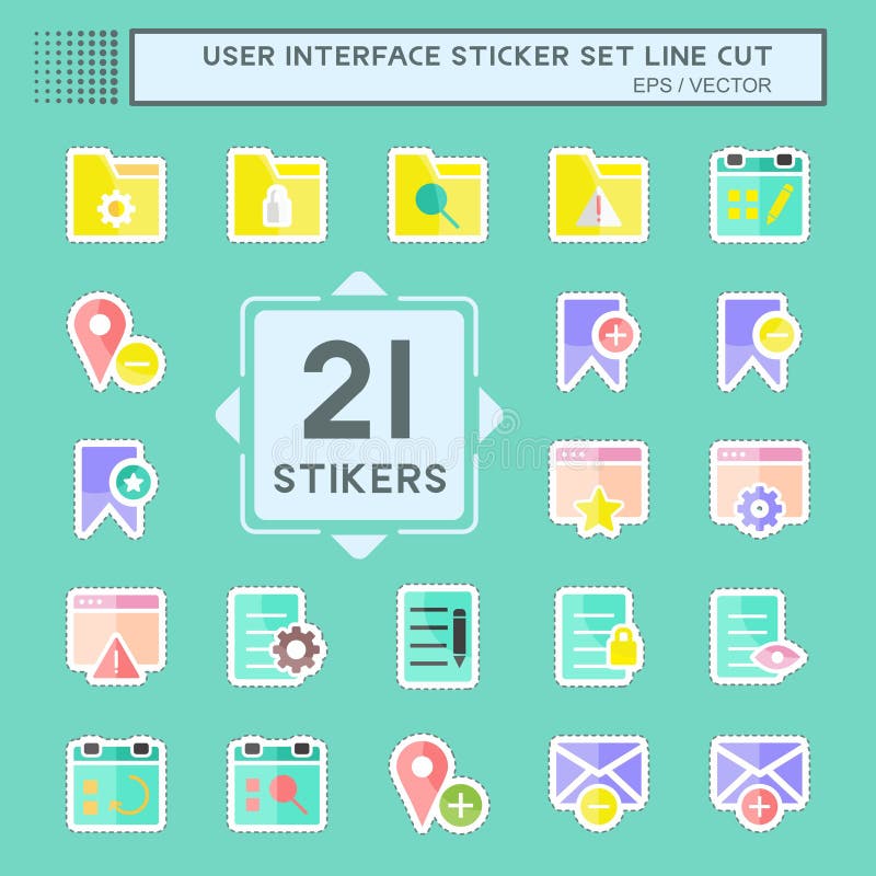 User Interface Sticker Line Cut Set. Suitable for Web Interface Symbol ...