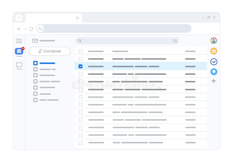 User Interface for a Web Based Email Client Inbox List of Emails ...