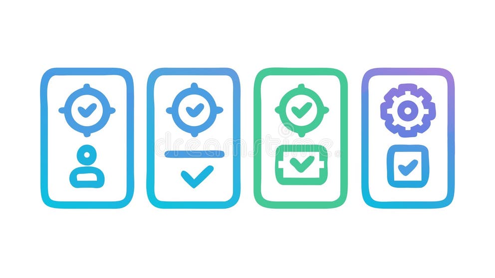User Interface Workflow Icons for Digital Productivity, Vector Design ...