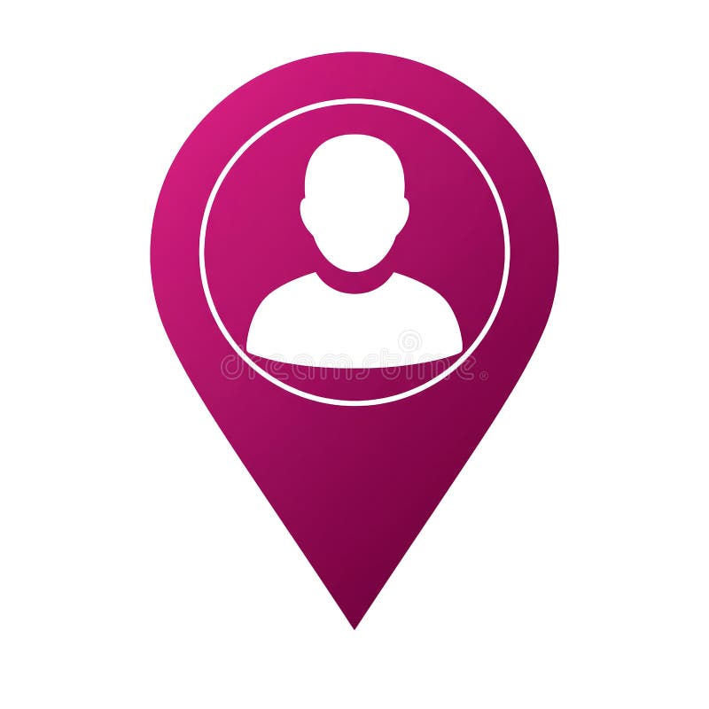 User Location Icon - Purple Map Pointer with Person Stock Illustration ...