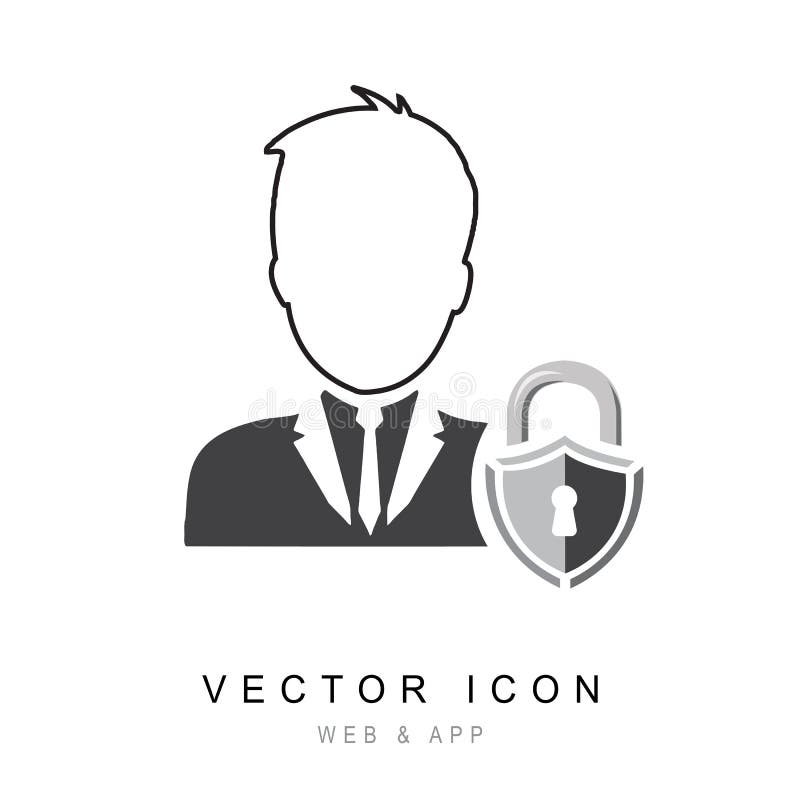 User Login or Authenticate Icon, Flat Design Style, Secure Profile or ...