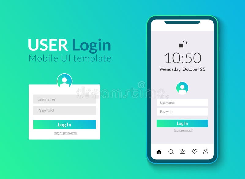 User Login Interface Smartphone Template. Mobile Phone Login Ui Clean ...