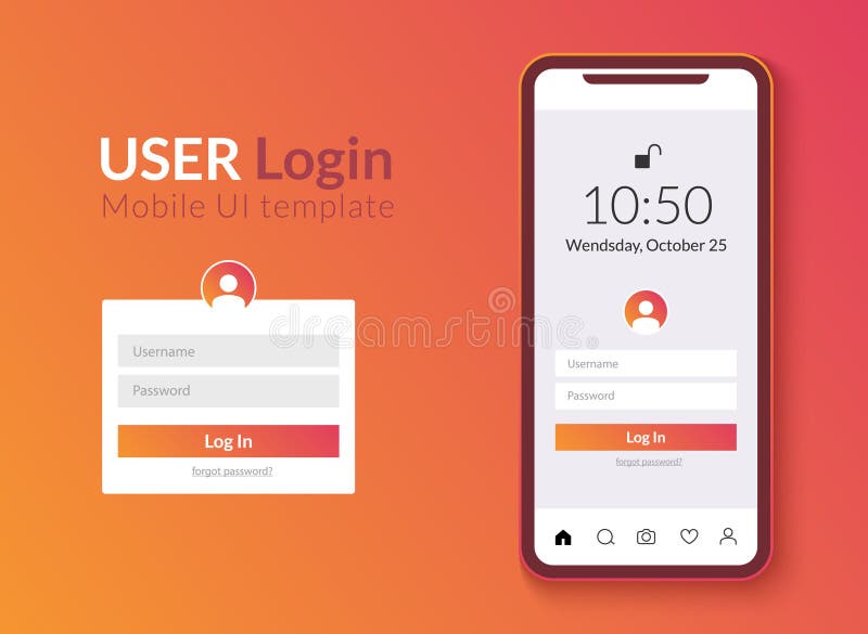 User Login Interface Smartphone Template. Mobile Phone Login Ui Clean ...