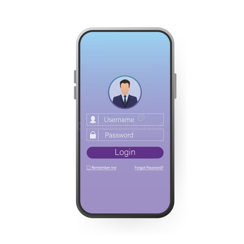 User Login Smartphone for Site Design. Mockup Application Page User ...