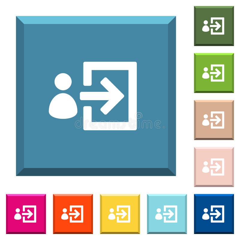 User Login Icons on Color Glossy, Rectangular Menu Button Stock Vector ...