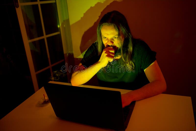 Obscure Man is Looking Forward with an Evil Look in His Eyes Stock ...