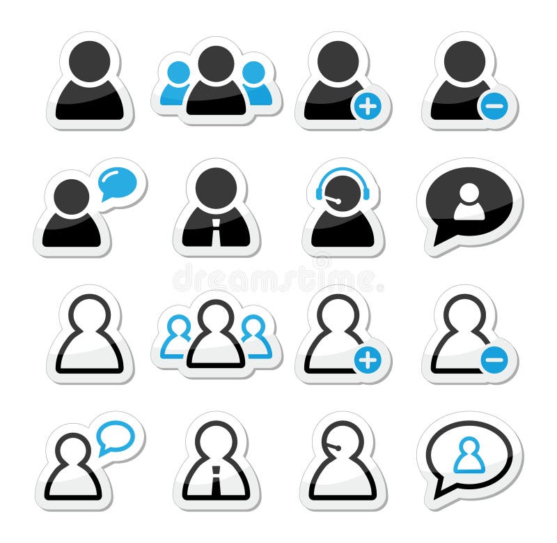 User Man Icon Labels Set for Website Stock Illustration - Illustration ...