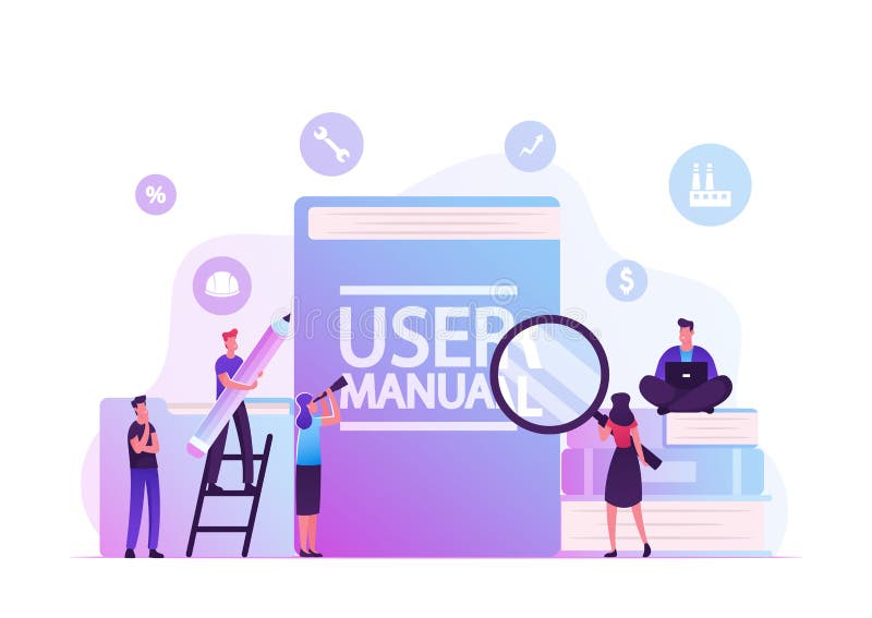 User Manual Concept. People with Some Office Stuff Discussing Content ...