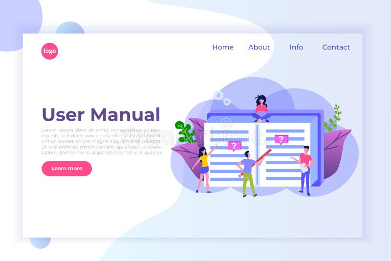 User Manual Flat Style Concept. People with Guide Instruction are ...
