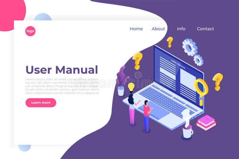User Manual Isometric Concept. People with Guide Instruction are ...