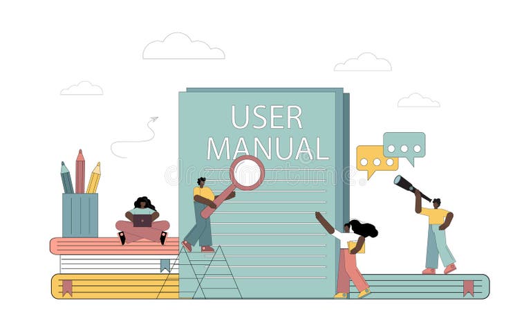 User Manual. People Use, Study the Instruction Stock Vector ...