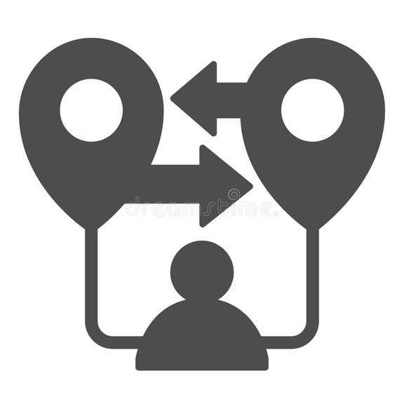 User with Map Distance Solid Icon, Remote Work Concept. Vector Graphics ...