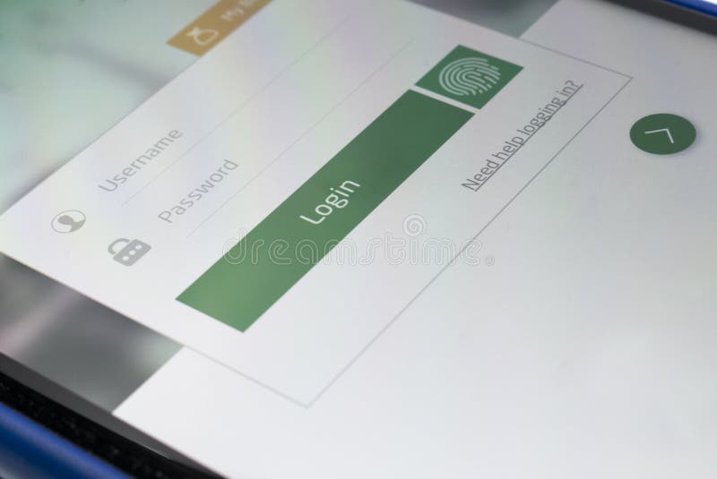 User Name and Password with Finger Print Log in Option Stock Photo ...