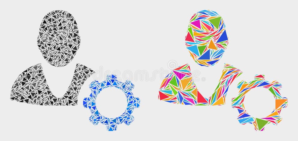 Vector User Options Cog Mosaic Icon of Triangle Elements Stock Vector ...
