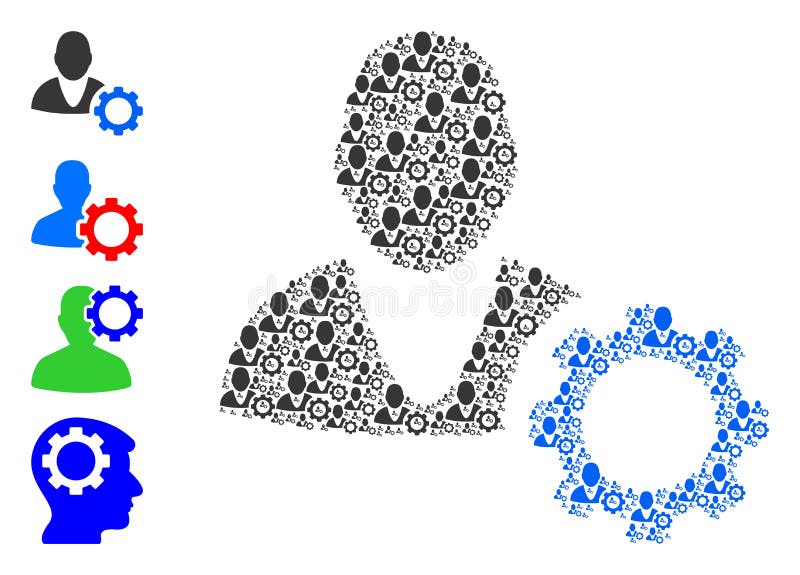 User Options Cog Fractal Collage Of Self Items Stock Vector