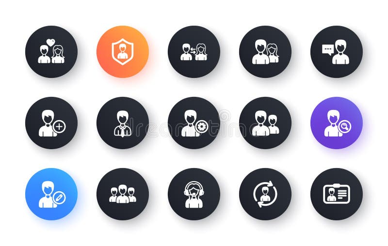 User Person Icons. Profile, Group and Support. Classic Icon Set. Vector ...