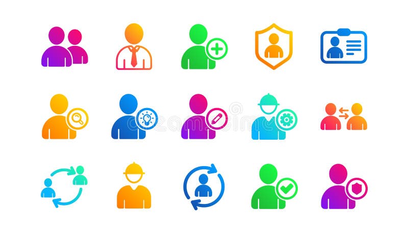 User Person Icons. Profile, Group and Support. Classic Icon Set. Vector ...