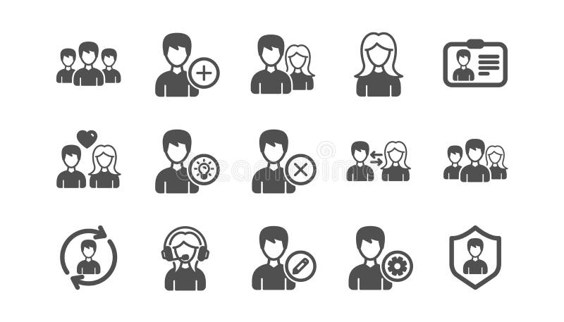User Person Icons. Profile, Group and Support. Classic Icon Set. Vector ...