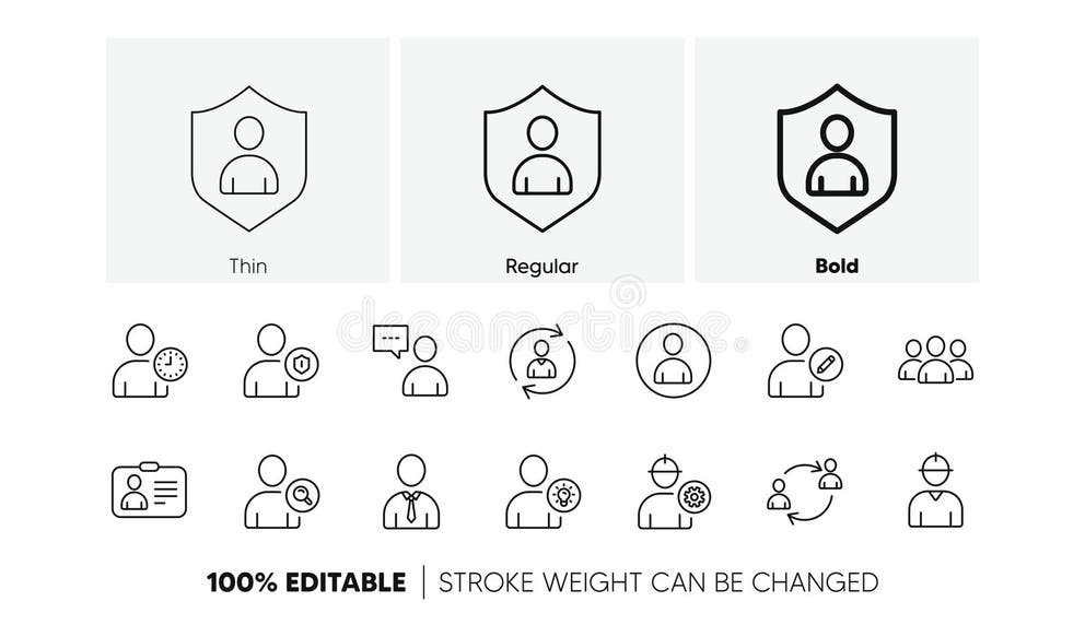 User Person Line Icons. Profile, Group and Support. Linear Icon Set ...