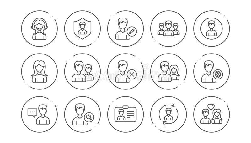 User Person Line Icons. Profile, Group and Support. Linear Icon Set ...