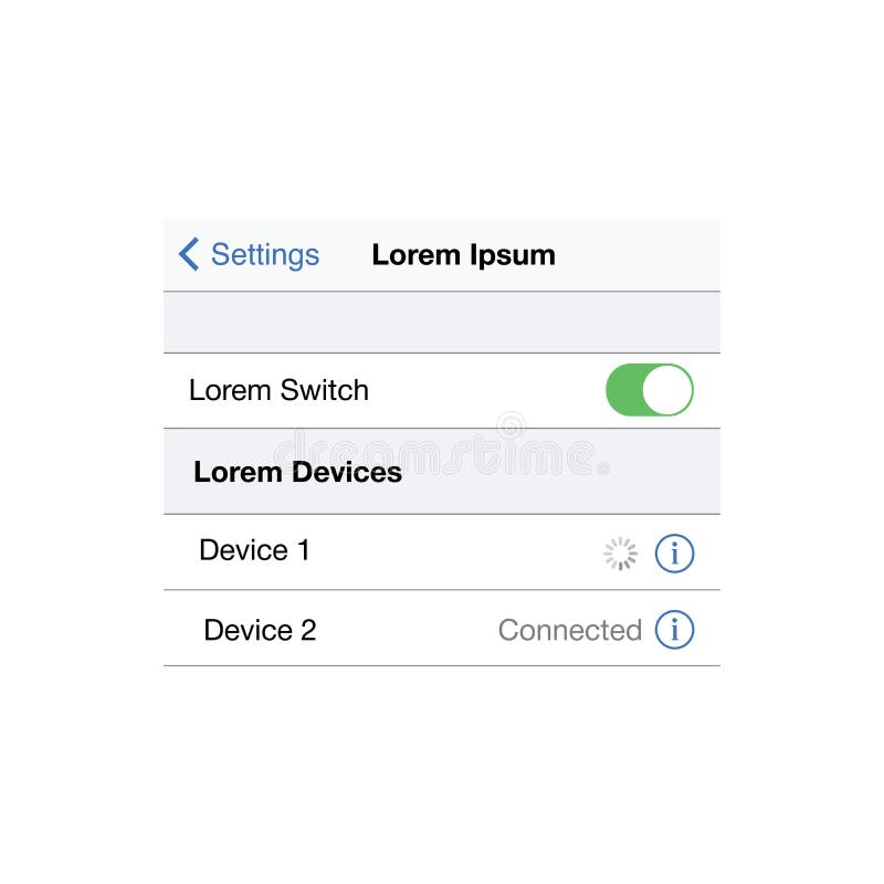 User Phone Interface Design. Mobile Device List App. Connection Proess ...