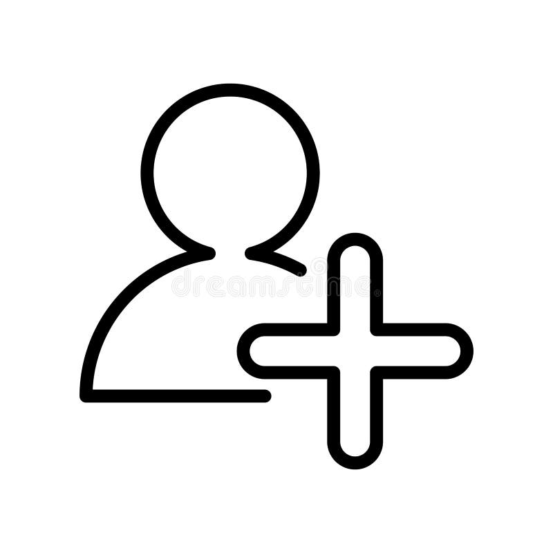 User with Pluss Symbol Line Style Icon Stock Vector - Illustration of ...