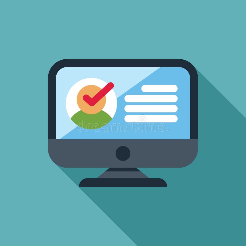 Computer Showing User Profile Being Updated with Checkmark Symbol Stock ...