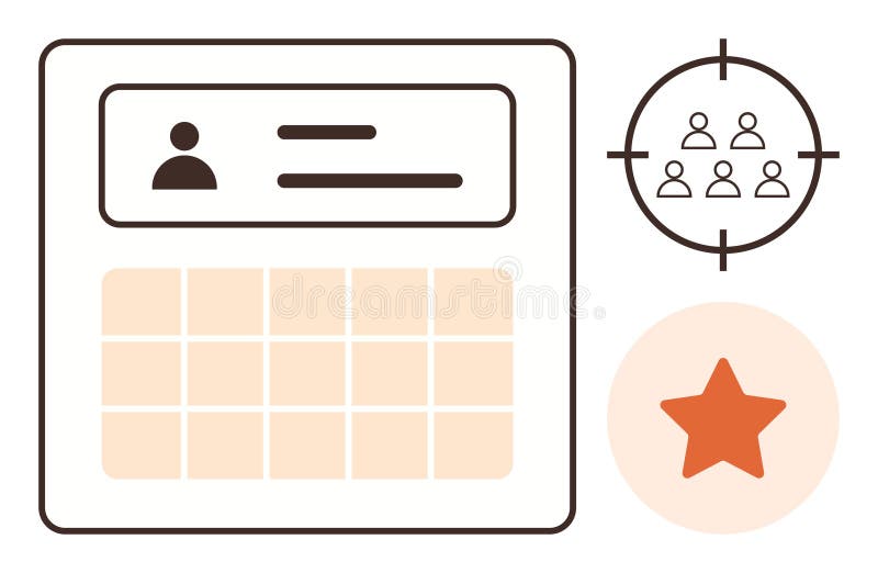 User Profile and Calendar Interface with Focus on Audience Targeted Star Rating System Stock ...