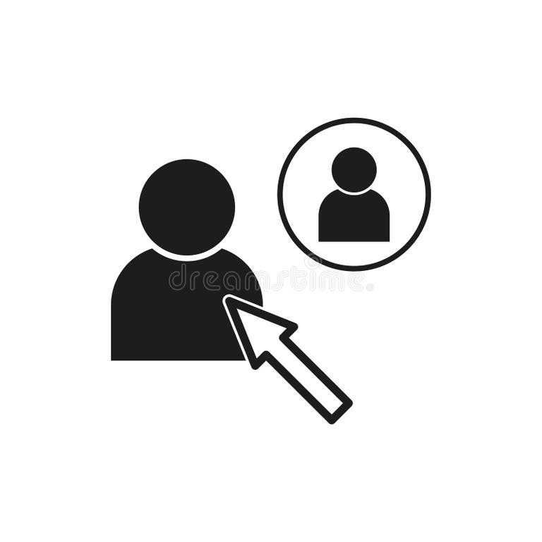 User Profile Icon. Person and Cursor. Black and White. Vector ...