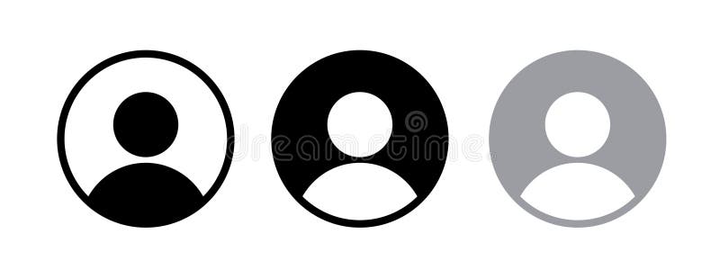 User Profile Icon Set in Black and White Colors, Default Avatar Circle ...