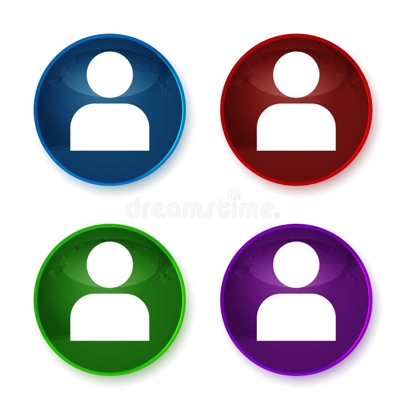 User Profile Icon Shiny Round Buttons Set Illustration Stock Vector ...