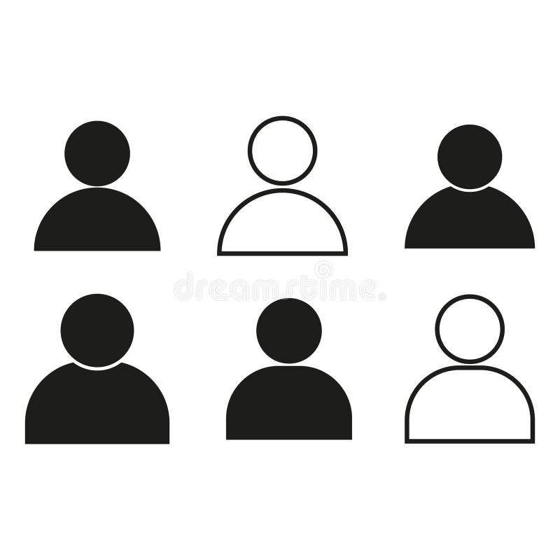 User Profile Icons. Black and White. Vector Person Symbols ...