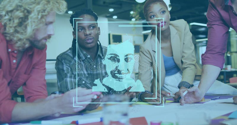 User Profile Image Over Diverse Business Team Collaborating on Project ...