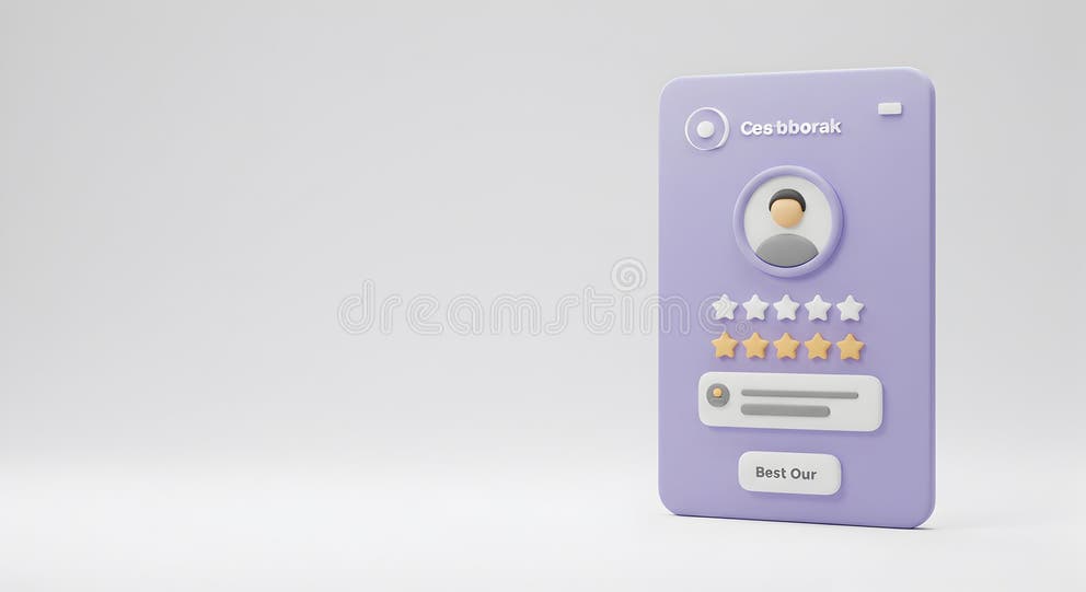 User Profile Interface with Star Ratings and Feedback Section Rendered in 3D Stock Illustration ...