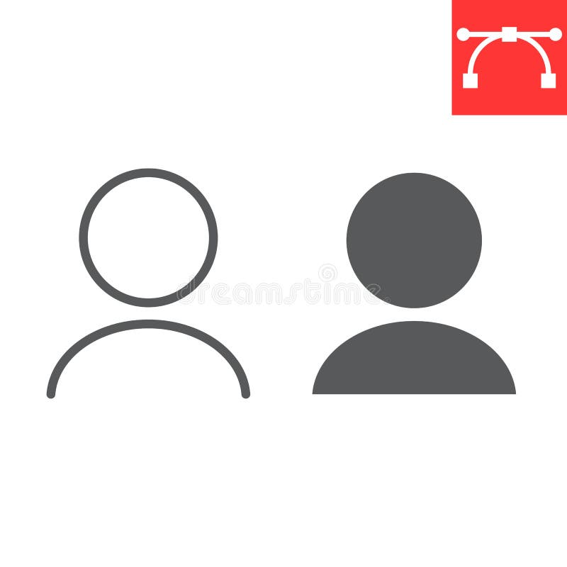 User Profile Line and Glyph Icon, Ui and Button, Account Sign Vector ...
