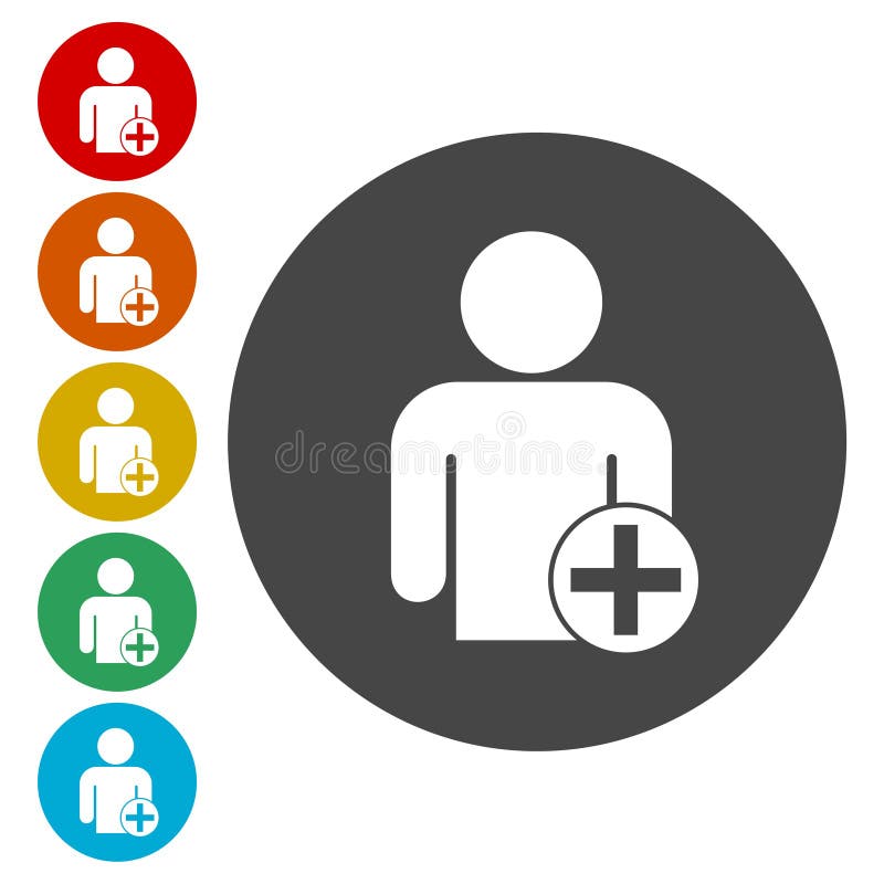 User Profile Sign with Plus Glyph Web Icons Set Stock Vector ...