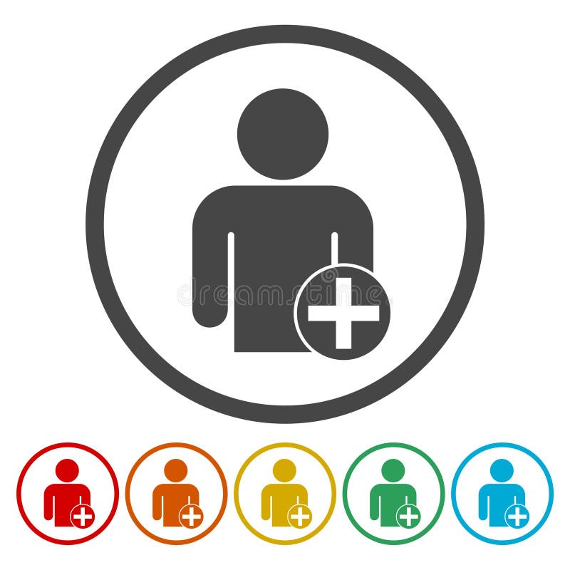 User Profile Sign with Plus Glyph Web Icons Set Stock Vector ...