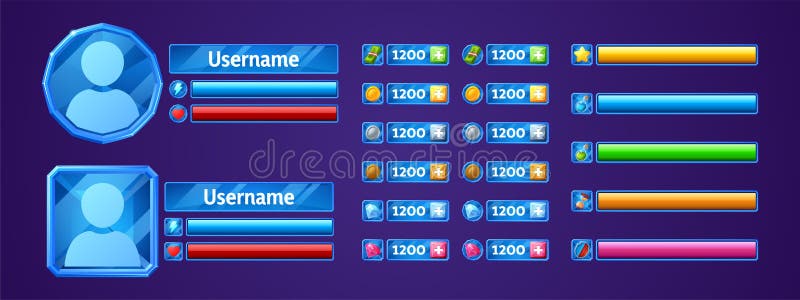 User Profile Ui Elements for Game Stock Vector - Illustration of ...