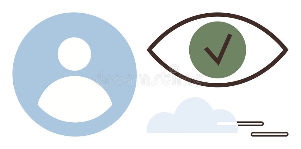User Profile with Verified Status, Eye Icon, and Cloud Communicating ...