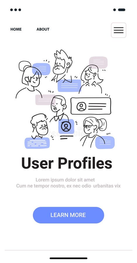 User Profiles Concept with Hand Drawn People and Chat Bubbles on a ...