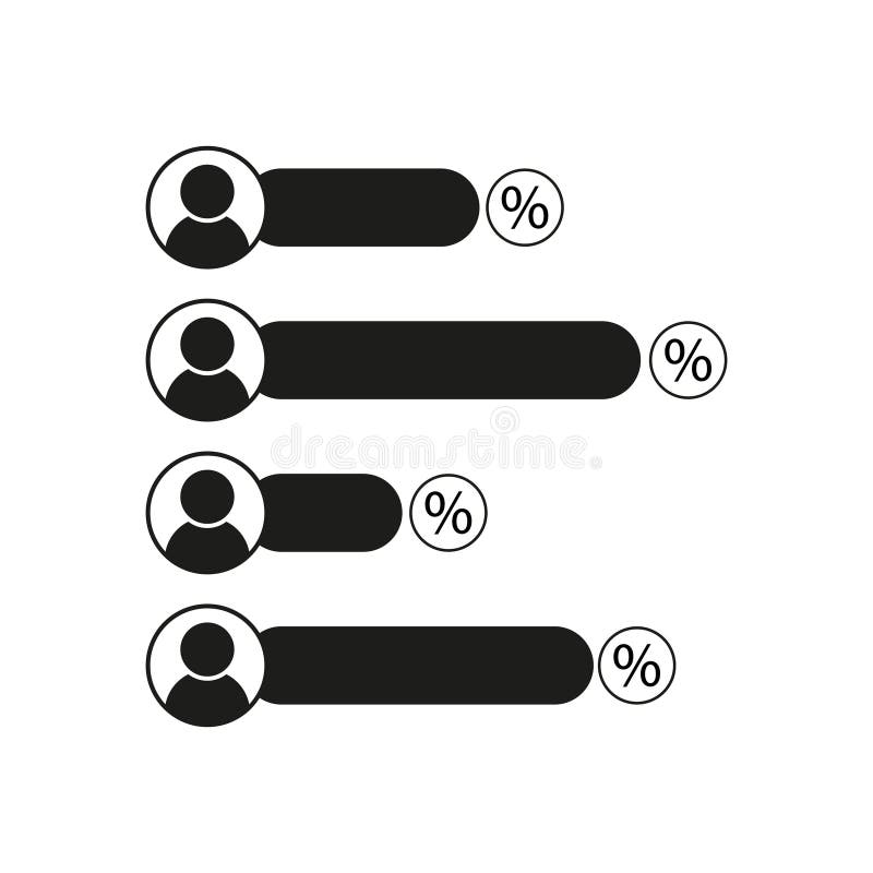 User Progress Bars. Black Icons. Percentage Indicators. Vector ...