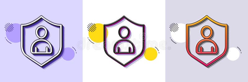 User Protection Line Icon. Profile Avatar Sign. Halftone Dotted Pattern ...