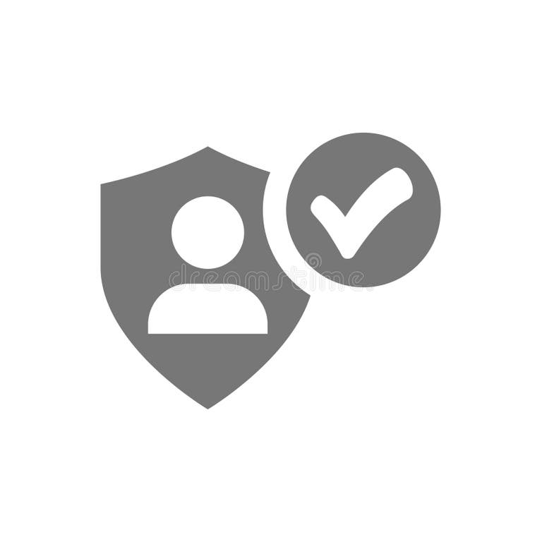 User Protection Profile with Shield and Checkmark Icon Stock Vector ...