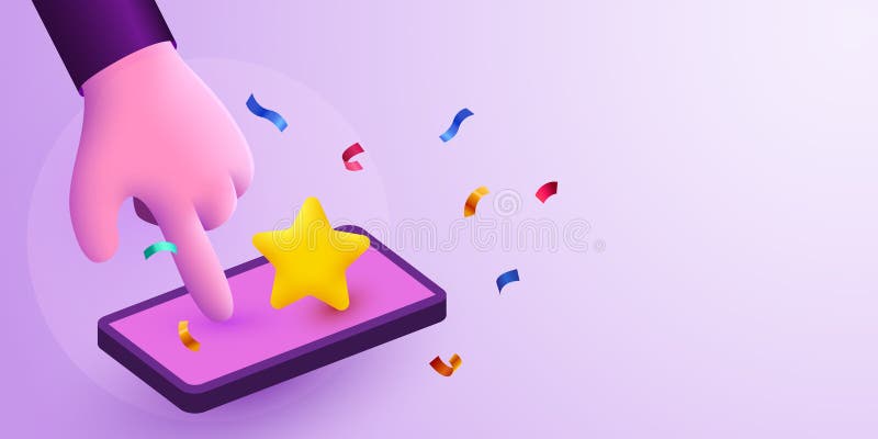 User Puts an Excellent Rating in the Mobile Application. Cartoon Hands ...