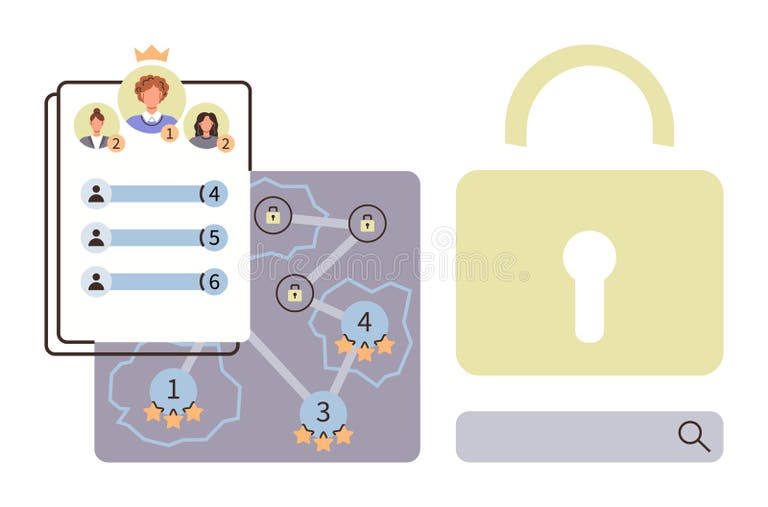 User Ranking System with Secure Network and Privacy Lock Indicator Stock Vector - Illustration ...