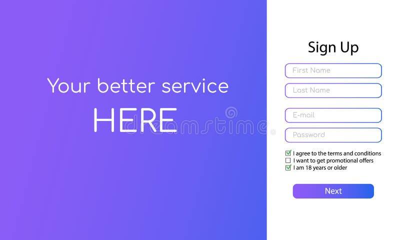 User Registration Form for the Website. the User Interface Template ...
