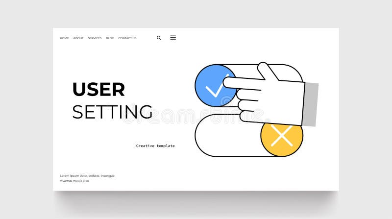 User Setting Concept. Hand on White Background Stock Illustration ...