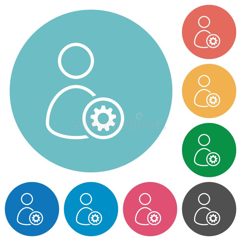 User Settings Outline Flat Round Icons Stock Vector - Illustration of ...